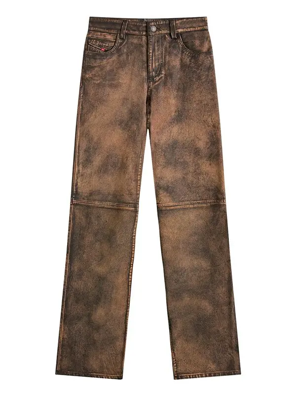 DIESEL L-ysa Camouflage Leather Trousers - Brown Camouflage