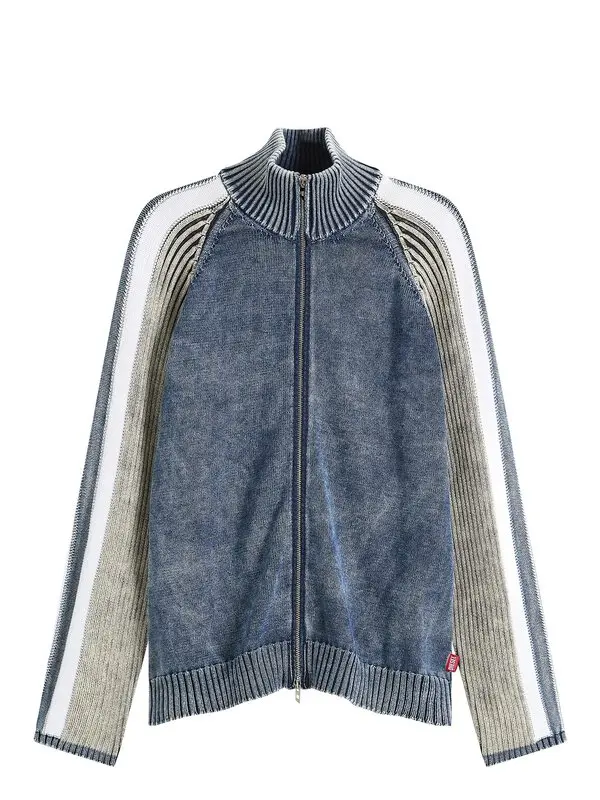 DIESEL Indigo Knit Zip Cardigan - Blue