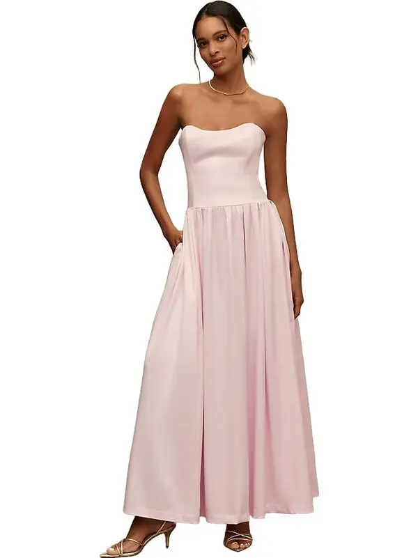 Bhldn Mia Strapless Fit-and-flare Maxi Dress - Barely Pink
