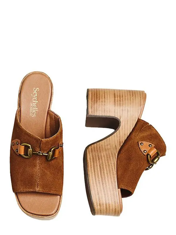 Seychelles Horsebit Platform Heeled Sandals - Brown