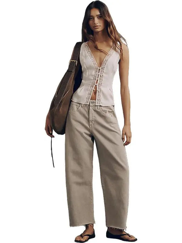 Ag Hattie Crop High-rise Tapered Jeans - Sulfur Light Taupe