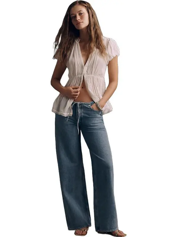 DL1961 Sienna Drawstring Mid-rise Wide-leg Jeans - River