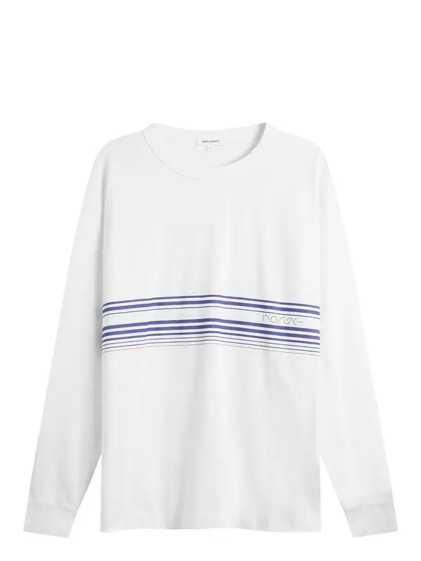 Norse Projects Loften Nautical Stripe Long Sleeve T-shirt - White