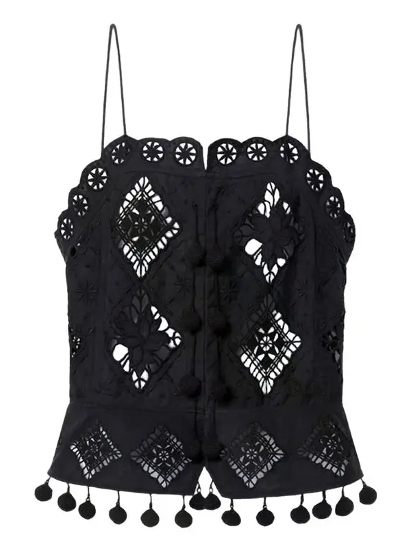Isabel Marant Nelssy Broderie Anglaise Top - Black