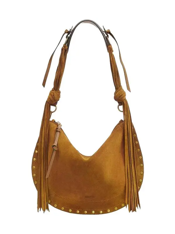 Isabel Marant Oskan Studded Fringed Shoulder Bag - Brown