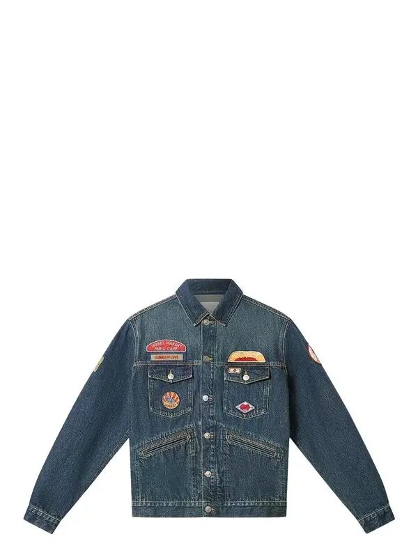 MARANT Jarvey Embroidered Denim Jacket - Blue