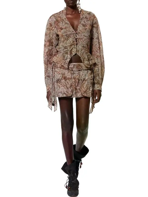 Isabel Marant Floral-pattern Mini Skirt - Neutrals