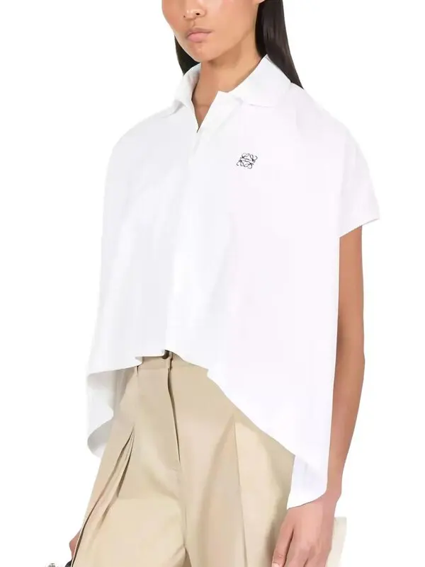 Loewe Logo-embroidered Asymmetric Polo Shirt - White