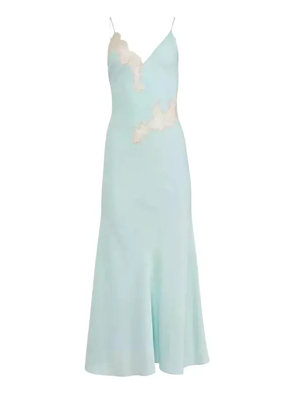 FLEUR DU MAL Lace Long Slip Dress - Green
