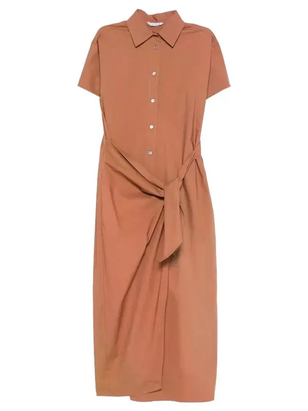 CALIBAN Tie-waist Midi Shirt Dress - Brown