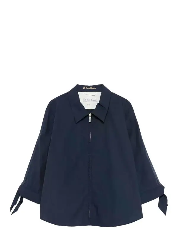 LE SARTE PETTEGOLE Tie-sleeve Zip Shirt - Blue