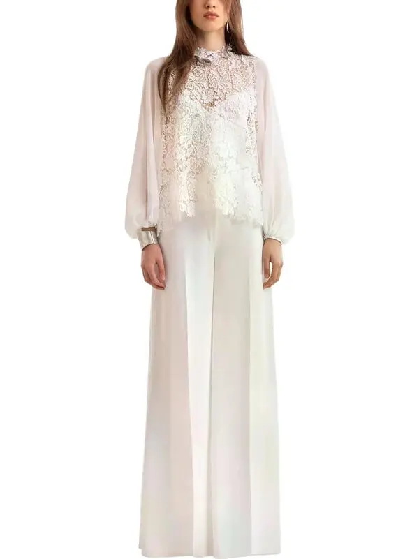GEMY MAALOUF Guipure Long-sleeve Top - White