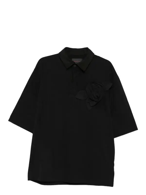 Simone Rocha Flower-appliqué Polo Shirt - Black