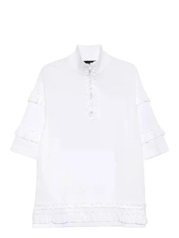 Simone Rocha Ruffled-detail Half-zip T-shirt - White