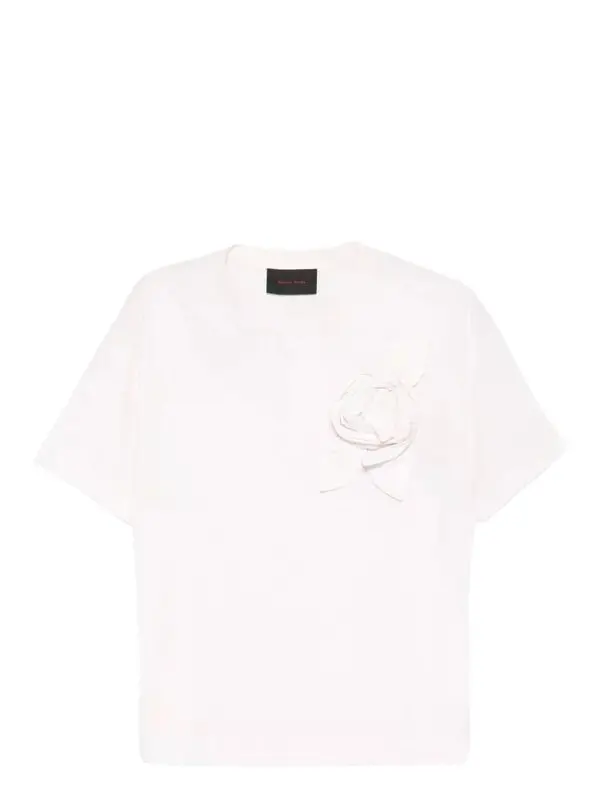 Simone Rocha Flower-appliqué T-shirt - Pink