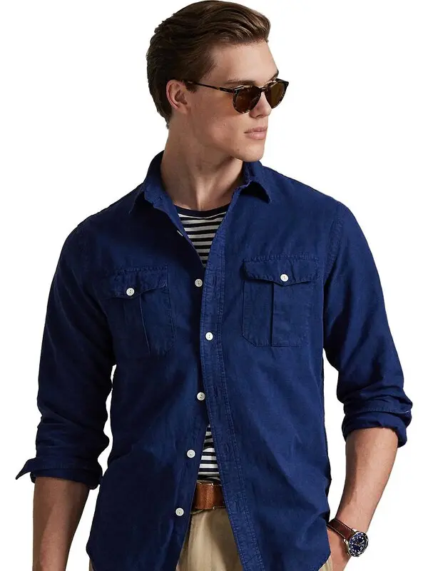Ralph Lauren Classic Fit Linen-silk-cotton Workshirt - Indigo