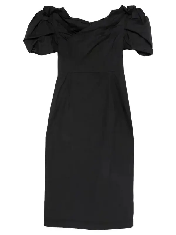 Liviana Conti Puffed-sleeve Midi Dress - Black