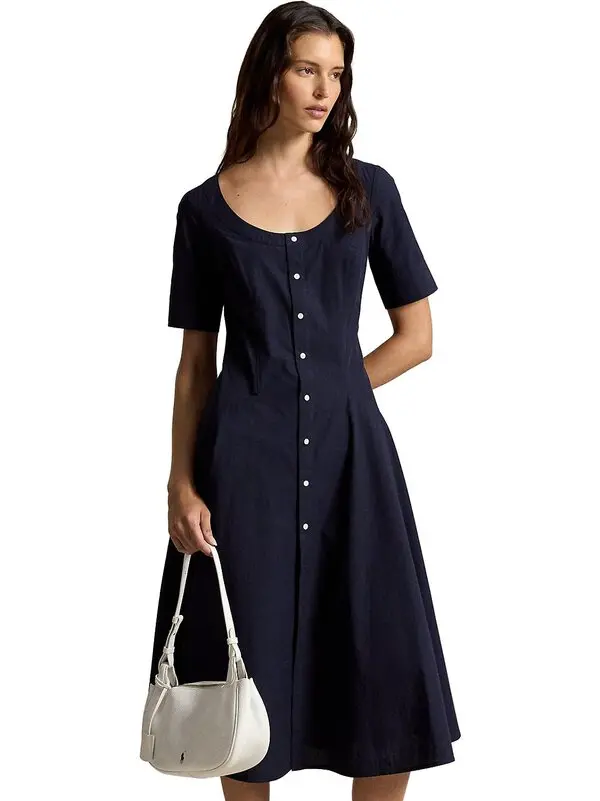 Ralph Lauren Cotton Canvas A-line Dress - Atlantic