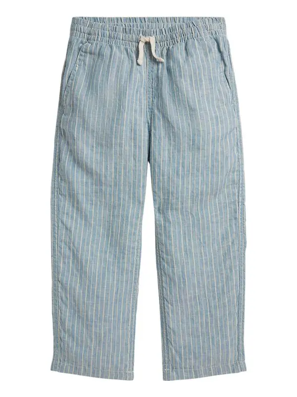 Ralph Lauren Striped Linen Drawstring Pant - Blue/white