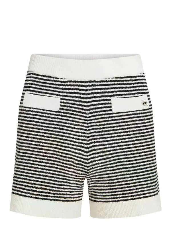 Karl Lagerfeld Striped Knit Shorts - White