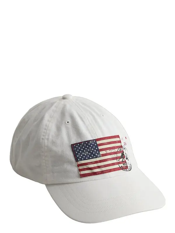 Ralph Lauren Flag-patch Ball Cap - White