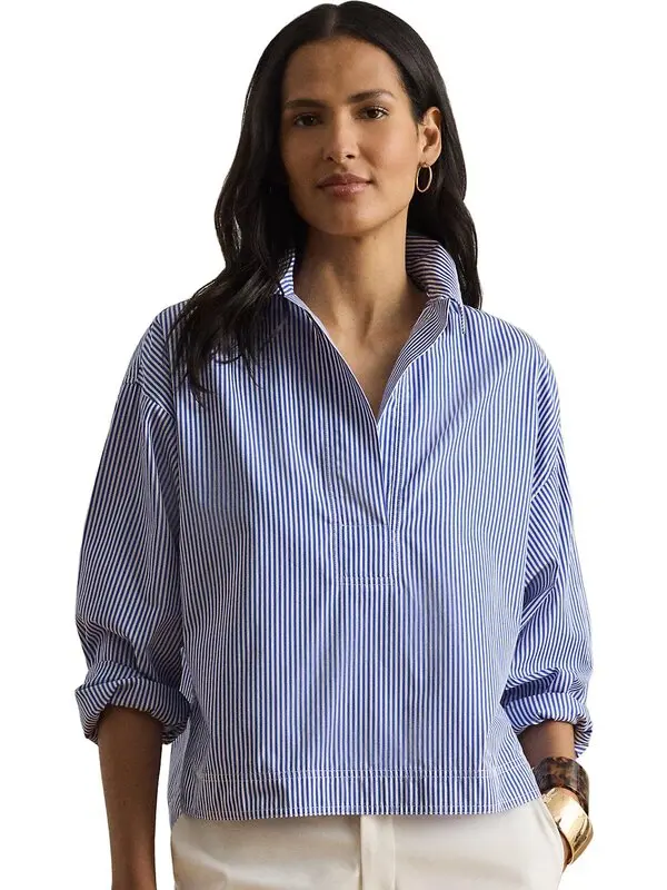 Ralph Lauren Striped Cropped Shirt - Blue/white