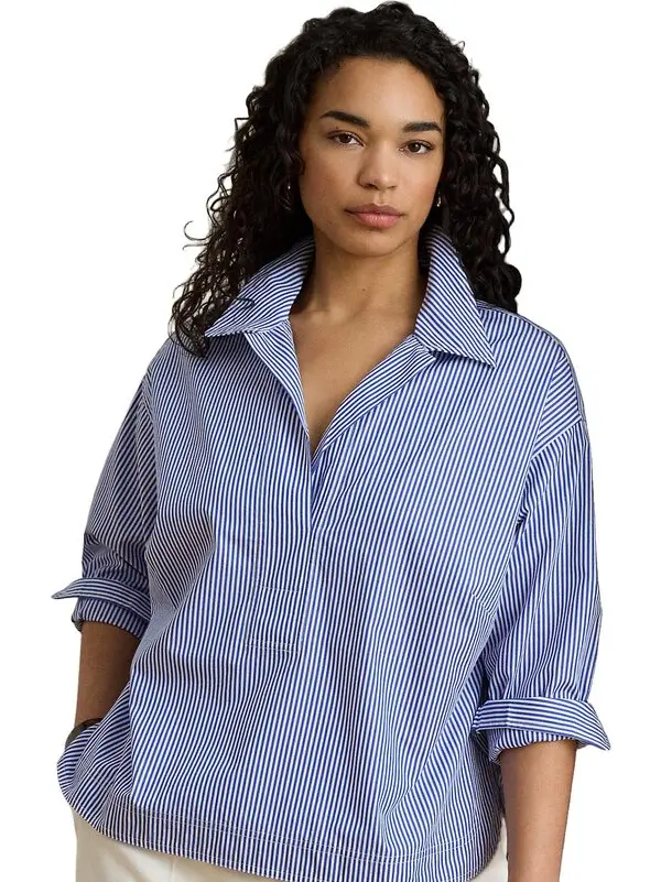 Ralph Lauren Striped Cropped Shirt - Blue/white