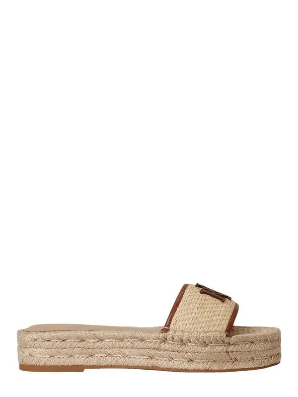 Ralph Lauren Polly Leather-trim Raffia Espadrille - Natural/lauren Tan
