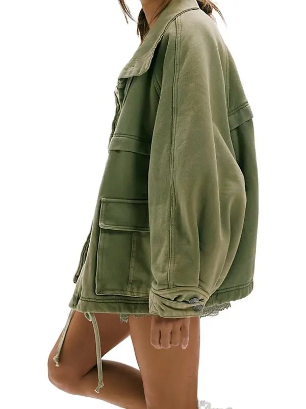 Free People Oversized Funnel-neck Jacket - Oil Green