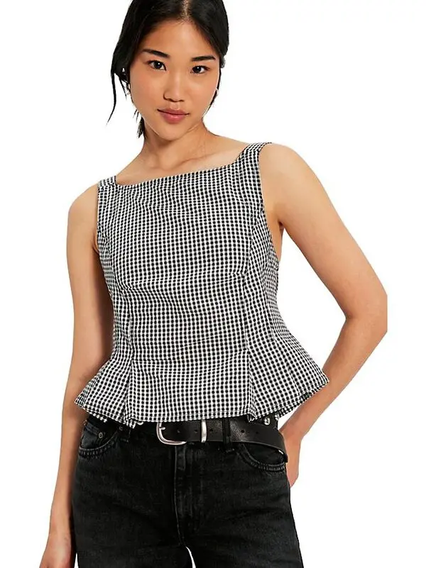 Free People Peplum Boatneck Top - Black/white Combo