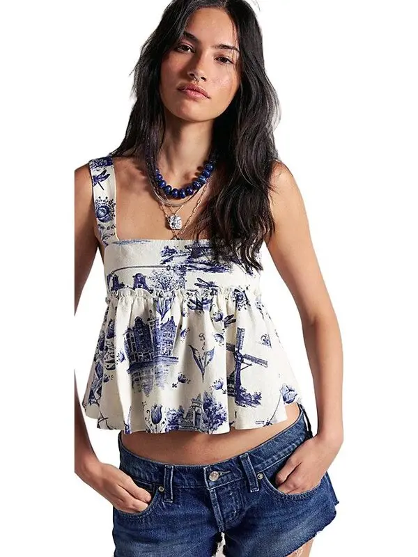 Free People Romy Babydoll Blouse - Porcelain Combo