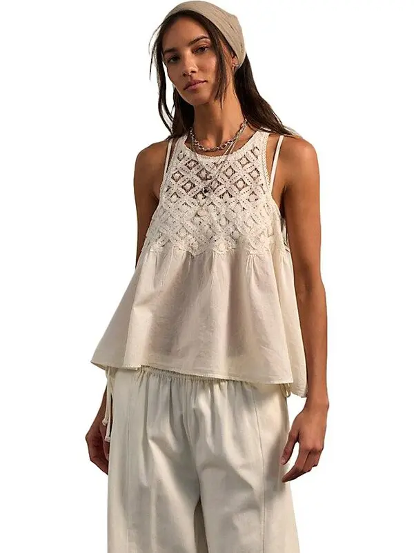 Free People Wandering Light Sleeveless Top - Whisper White