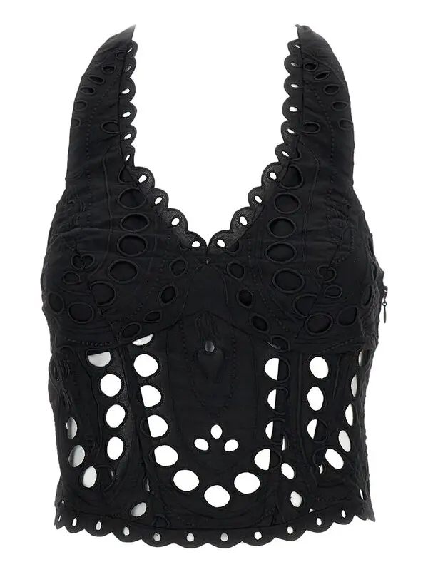 Charo Ruiz Ibiza Eyelet Bay Top - Black