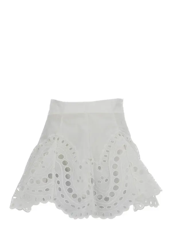 Charo Ruiz Ibiza Sail Eyelet Lace Skirt - White