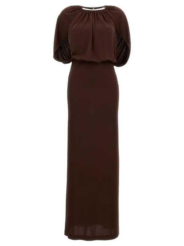 DES_PHEMMES Long Cloak Dress - Brown