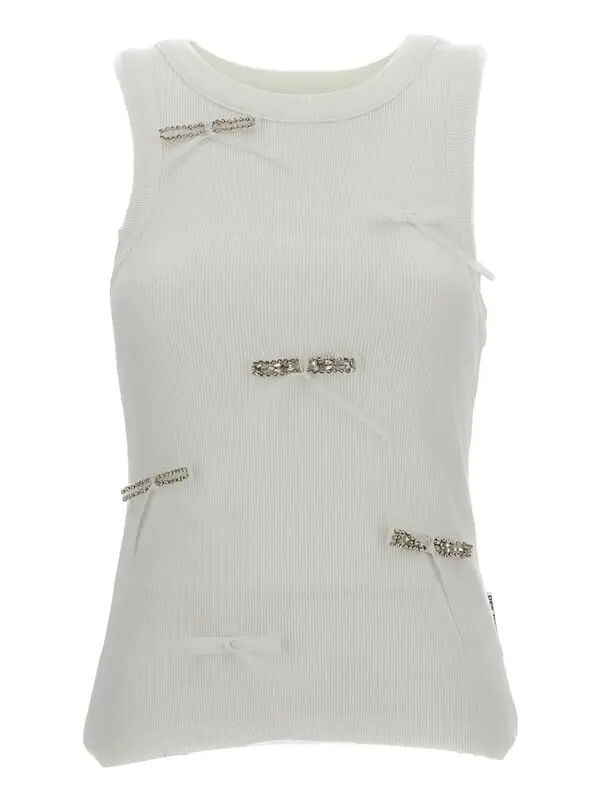 DES_PHEMMES Embellished Tank Top - White