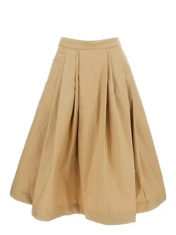 CASEY & CASEY Flared Pleated Skirt - Beige