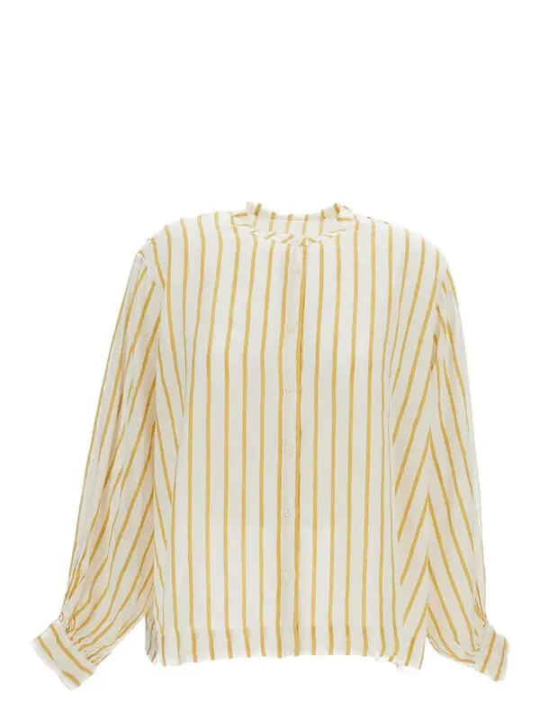 CASEY & CASEY Striped Linen Blend Shirt - Beige