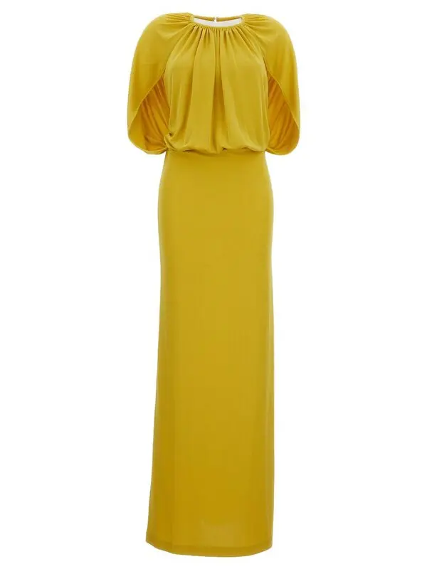 DES_PHEMMES Long Cape Dress - Yellow