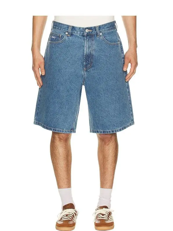 Obey Bigwig Baggy Denim Shorts - Blue