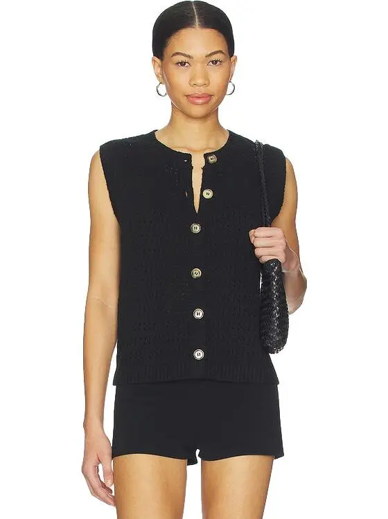 Sanctuary Pointelle Shell Top - Black