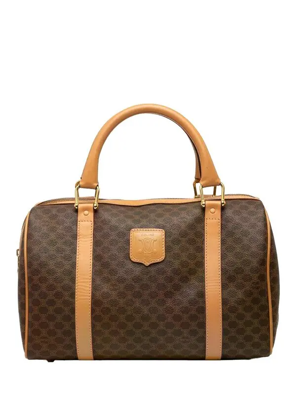 Celine 2013 Macadam Coated Canvas Boston Bag - Brown