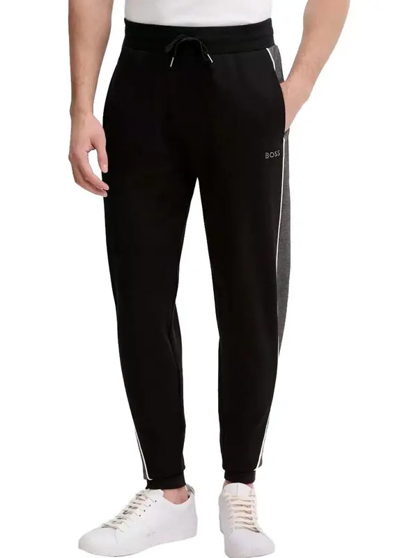 BOSS Drawstring Side-stripe Trousers - Black