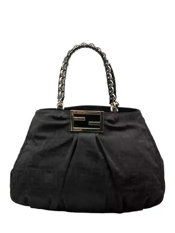 Fendi 2000-2010 Large Zucca Canvas Mia Tote Bag - Black