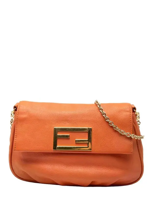Fendi 2010-2025 Leather Sta Pochette - Orange