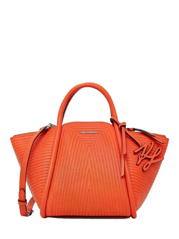 Karl Lagerfeld Embossed Satchel With Top Handle - Orange