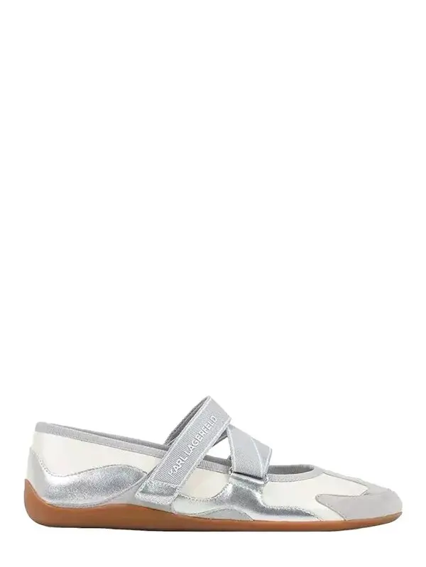 Karl Lagerfeld Cross-strap Ballet Flats - Silver