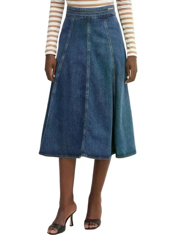 Karl Lagerfeld Panelled A-line Midi Skirt - Blue