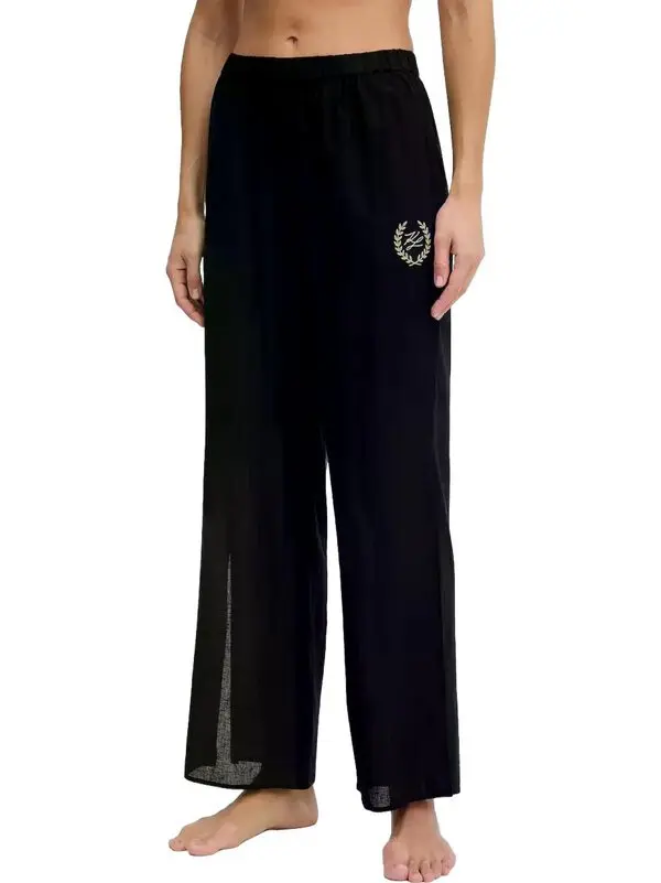 Karl Lagerfeld Embroidery Straight-leg Trousers - Black