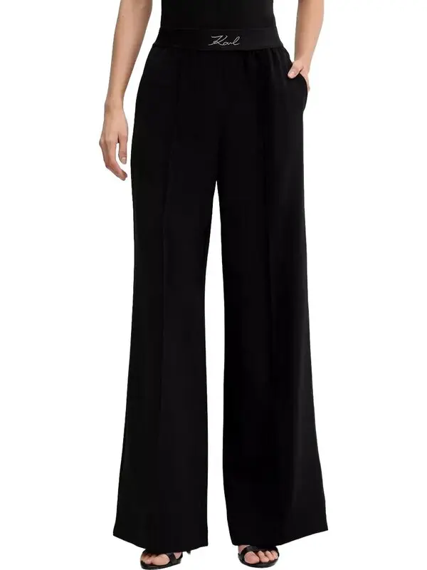 Karl Lagerfeld Embroidered-waistband Trousers - Black